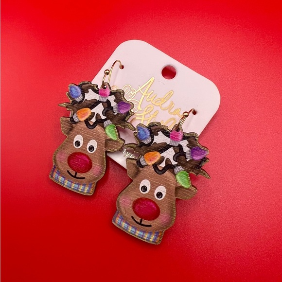 Jewelry | Rudolph The Red Nose Reindeer Wooden Painted Dangle Christmas ...